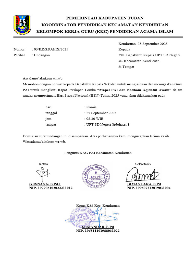 Undangan KKG September 2025 | PDF