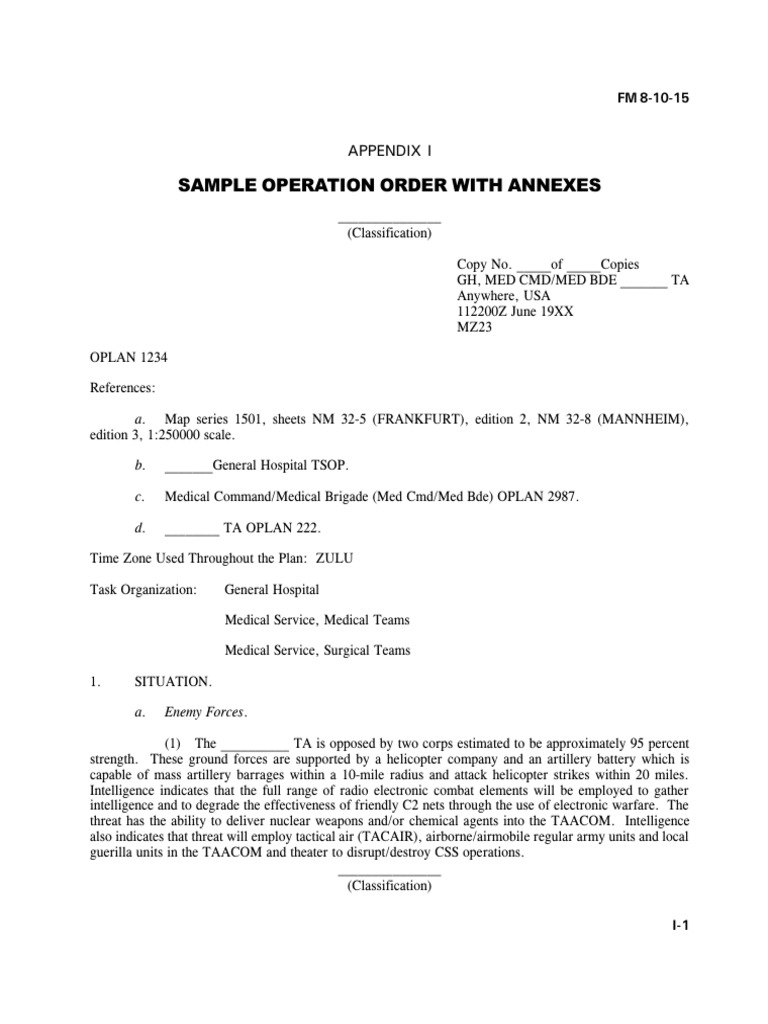 Sample Military Operation Order With Annexes | PDF | Military ...