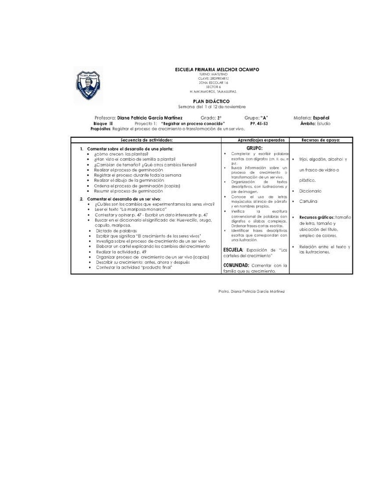 Planificacion para Segundo Grado | PDF