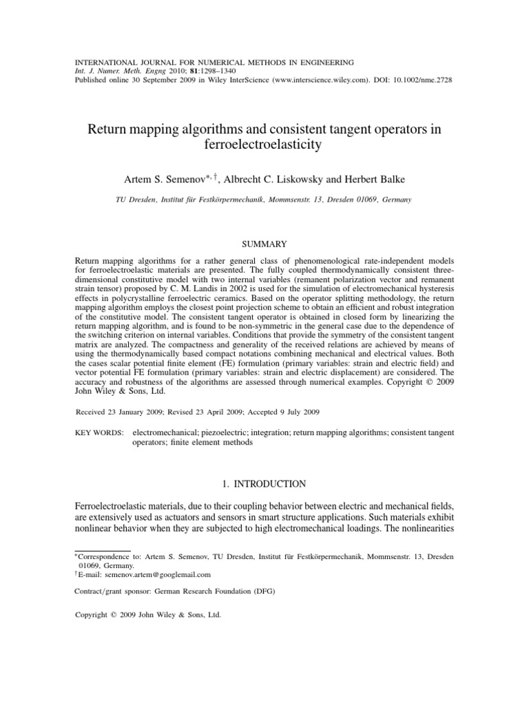 Return Mapping Algorithms and Consistent Tangent Operators in ...