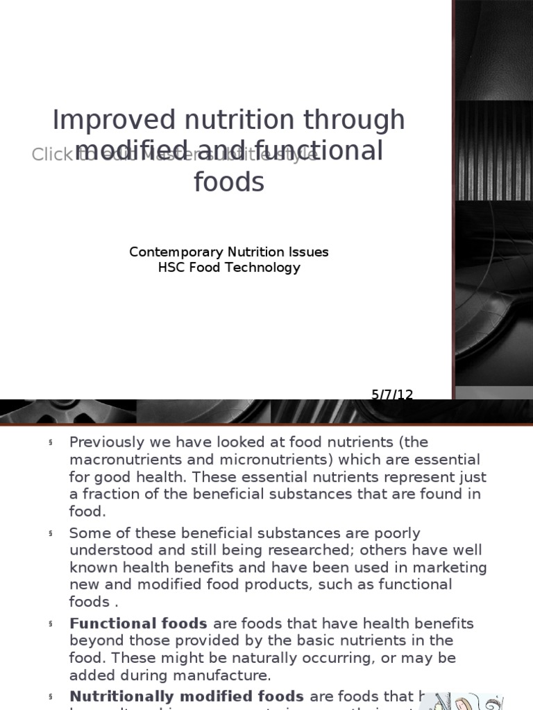 Functional and Modified Foods | PDF | Dietary Fiber | Diet & Nutrition