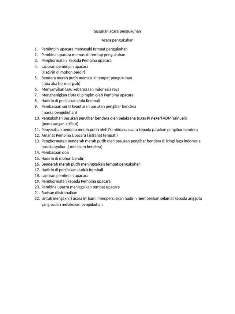 Susunan Acara Pengukuhan Resmi | PDF