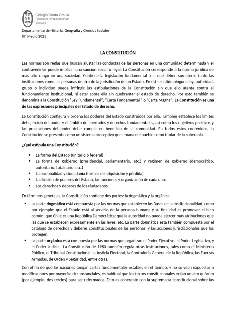 La Constitución de Chile: Historia y Reformas | PDF | Constitución | Chile