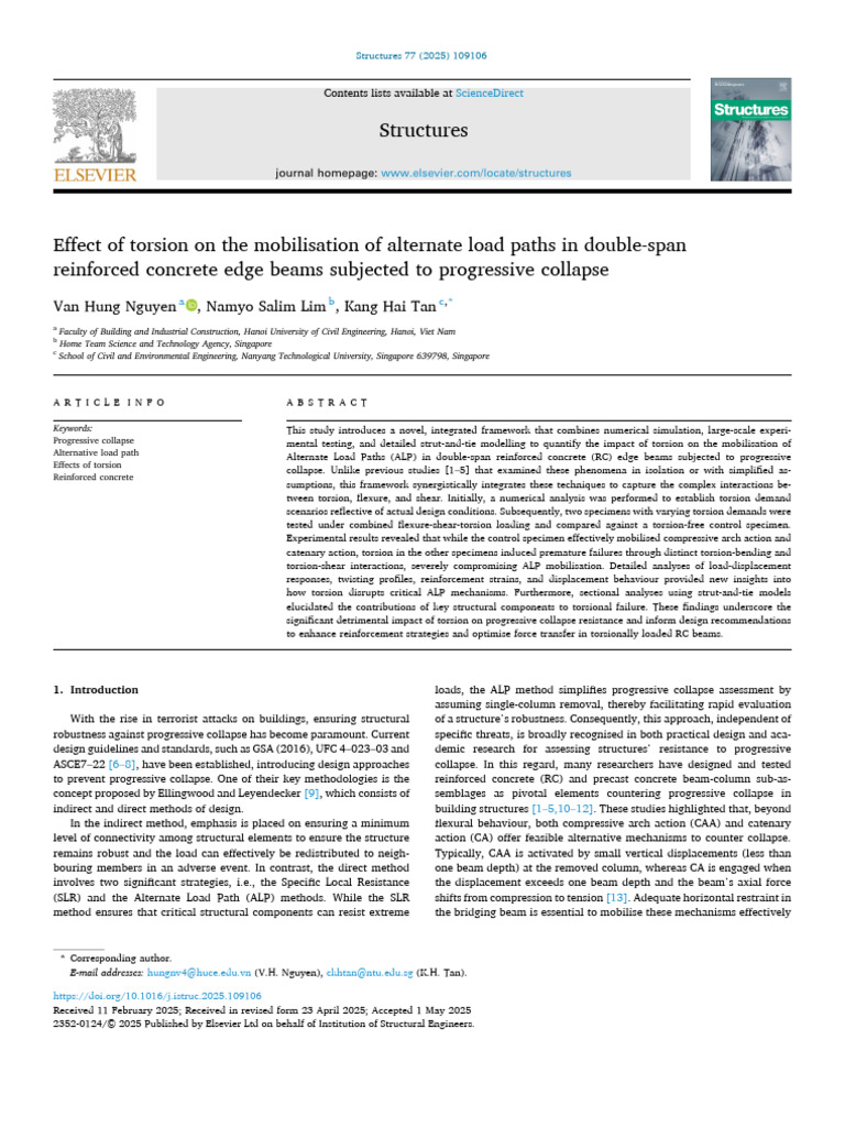 Effect of Torsion On The Mobilisation of Alternate Load Paths in Double ...