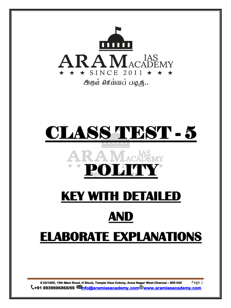 Test - 05 Polity Salient Features Explanations (30.04.2025) | PDF ...