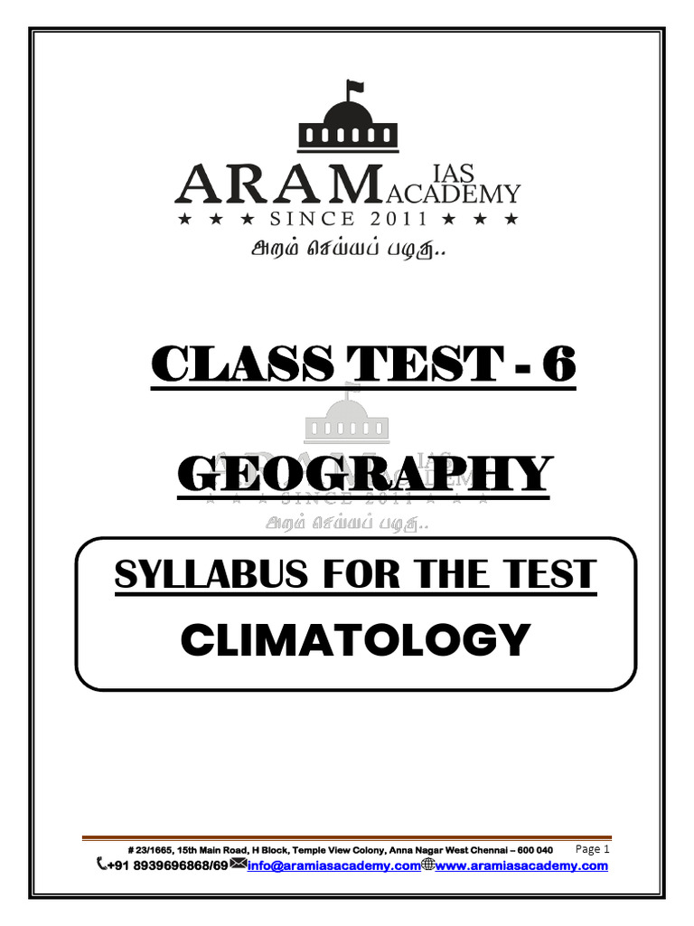 Test - 06 Geography Climatology Questions (07.05.2025) | PDF ...