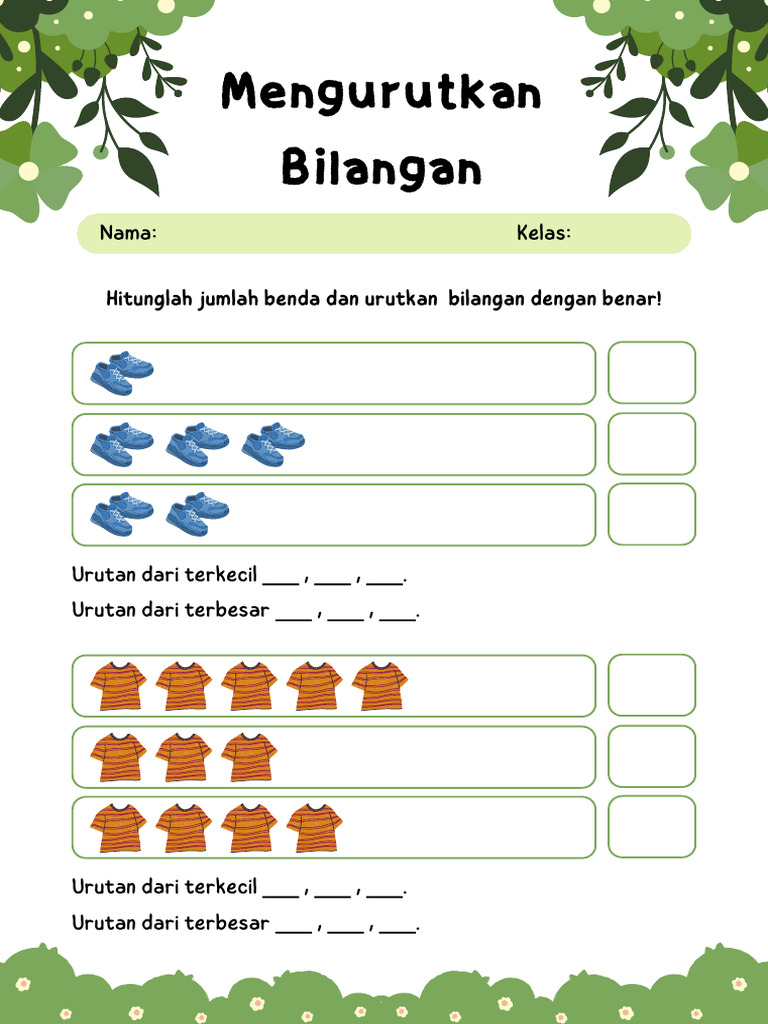 Mengurutkan Bilangan 1 Sampai 10 Matematika Kelas 1 Lembar Kerja Hijau Ilus - 20251002 - 110135 ...