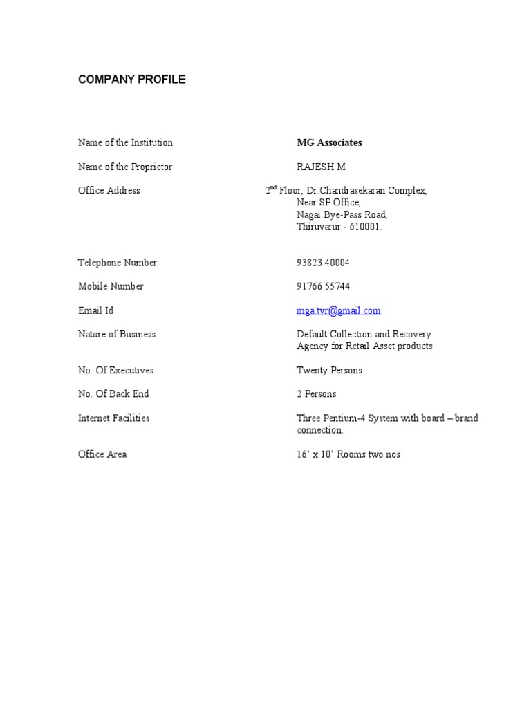Company Profile: MG Associates | PDF | Loans | Economies