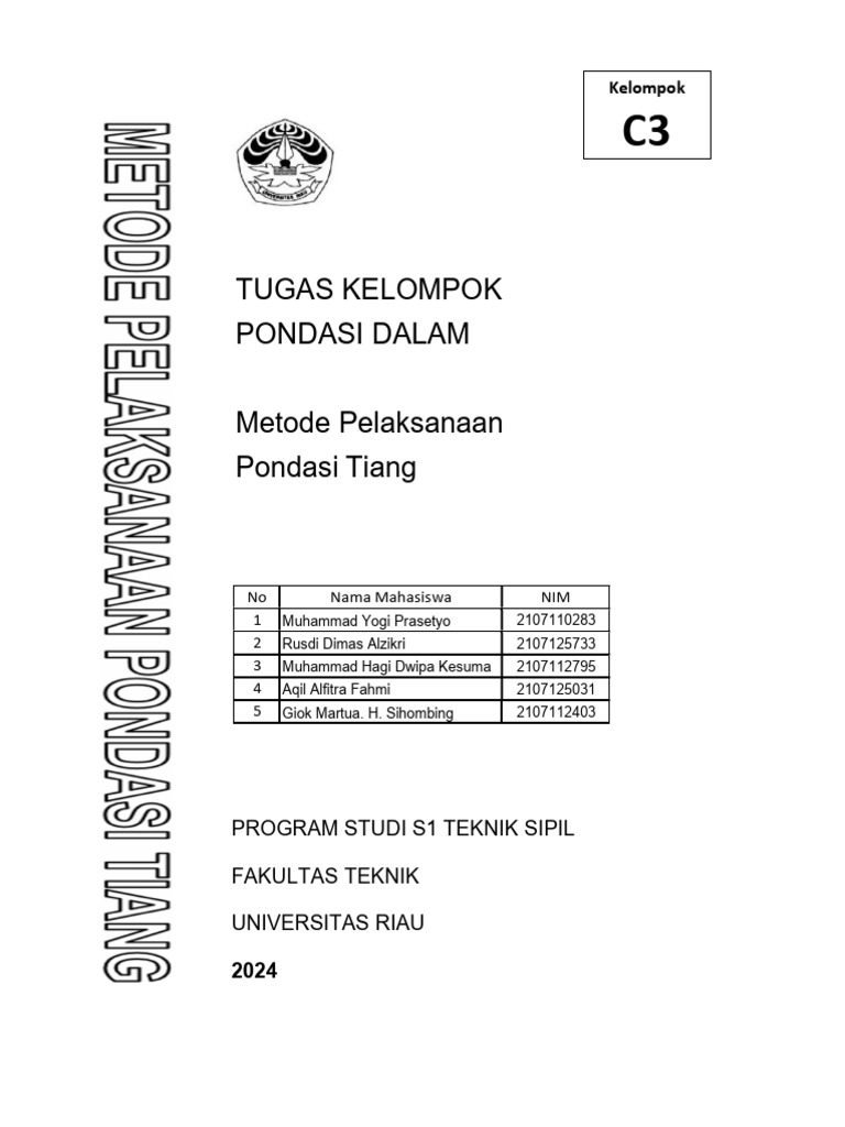 C3-2024-Metode Pelaksanaan Pondasi Dalam | PDF