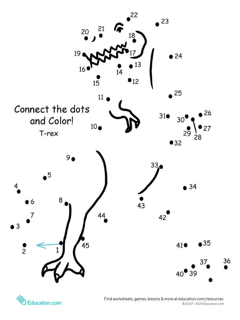 Worksheet Connect The Dots T Rex | PDF