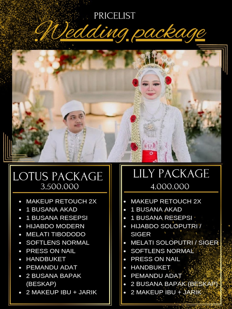 Comprehensive Wedding Package Pricelist | PDF