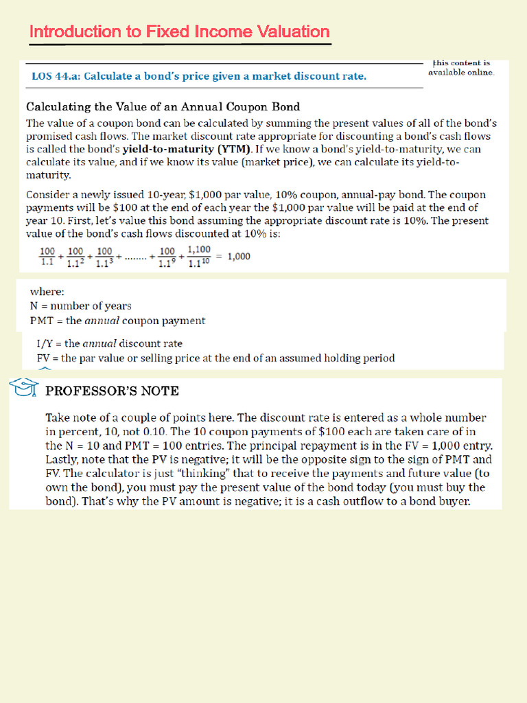 Introduction To Fixed Income Valuation | PDF