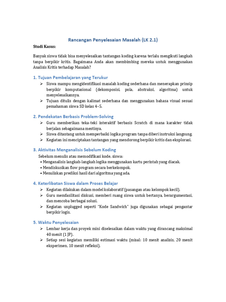 LK2.1 Rancangan Penyelesaian Masalah | PDF