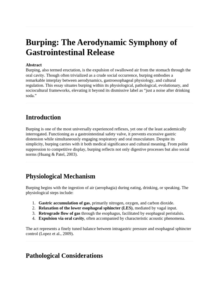 Burping - The Aerodynamic Symphony of Gastrointestinal Release | PDF ...