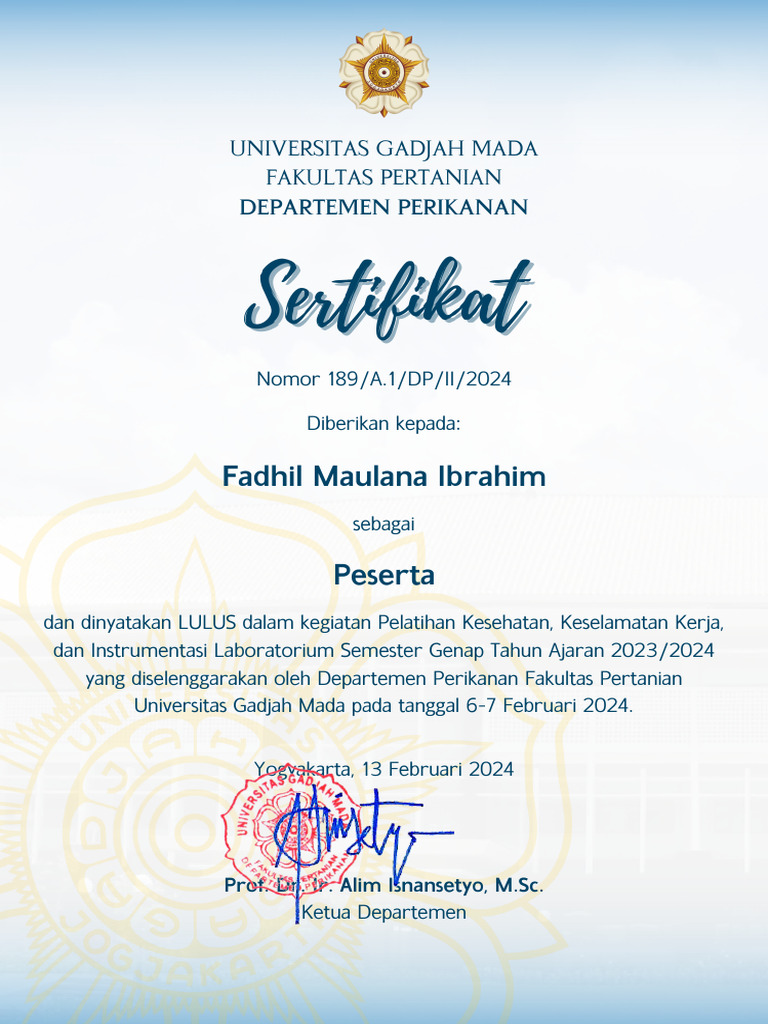 Fadhil Maulana Ibrahim - Sertifikat PKKIL Signeds | PDF