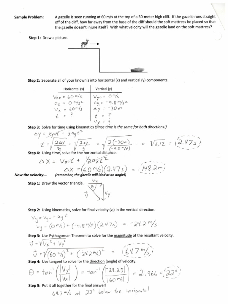 02 Notes Horizontal Projectile Motion KEY | PDF