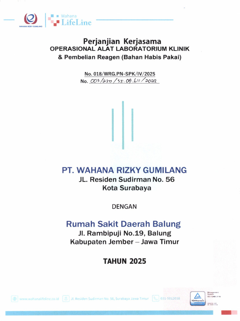 Mou Alat Laboratorium Klinik PT - Wahana Rizky Gumilang | PDF