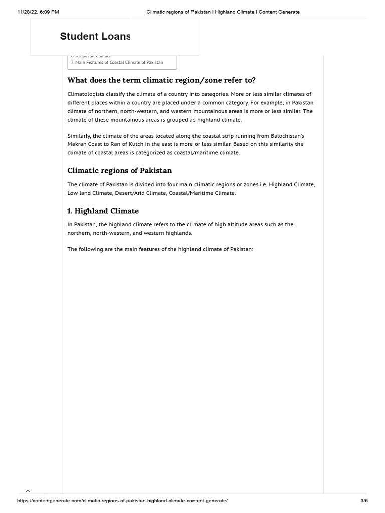 Climatic Regions of Pakistan I Highland Climate I Content Generate ...
