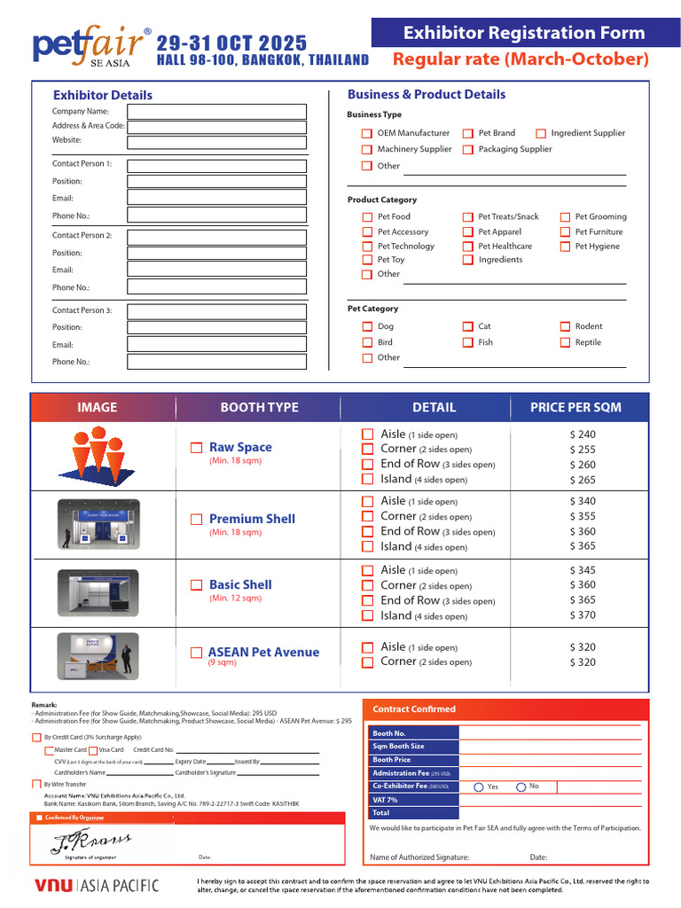 Pet Fair SEA Exhibitor Registration Form | PDF | Indemnity | Legal ...