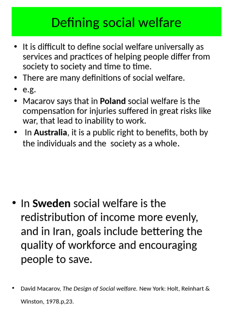 Understanding Social Welfare Definitions | PDF | Welfare State ...
