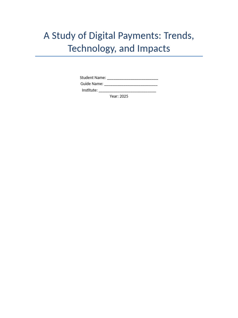 Digital Payments Project Full 30pages | PDF
