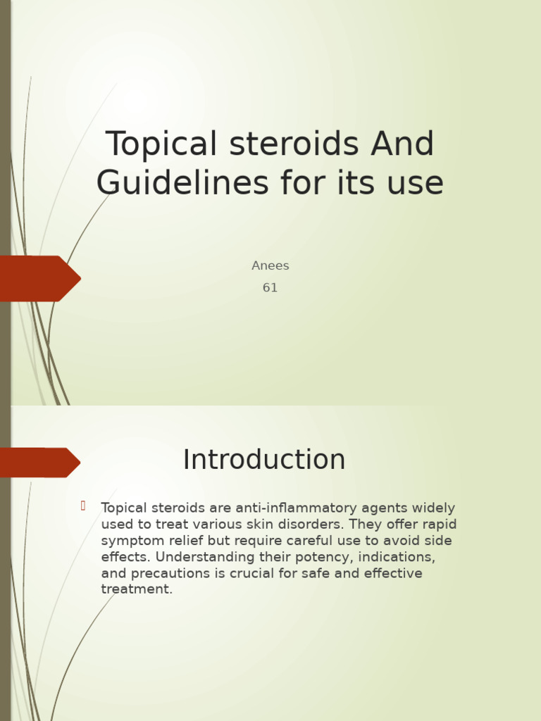 Topical Steroids: Guidelines & Uses | PDF