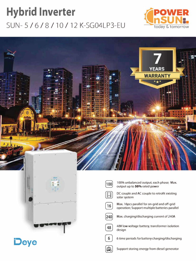 Deye Hybrid Inverter3 Phase Sun 5 12k Sg04lp3 EU (1) 1 | PDF