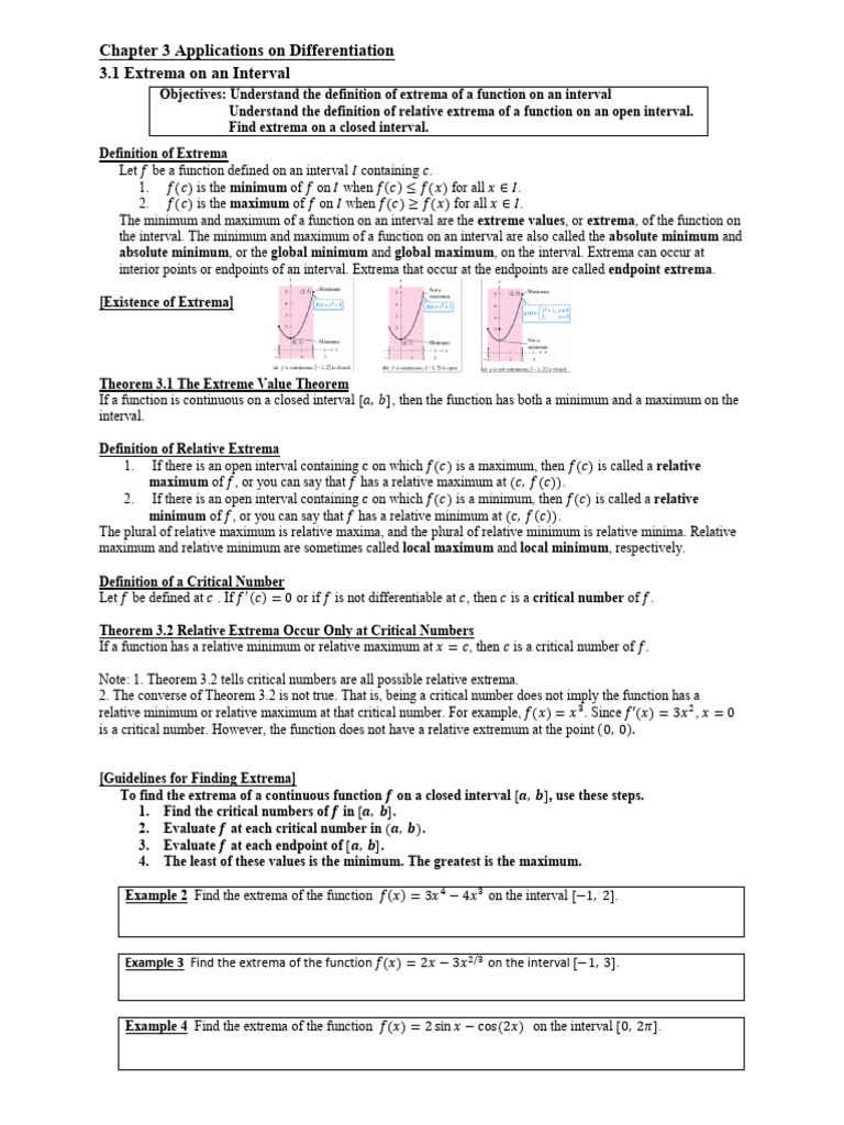 Understanding Extrema and Derivatives | PDF | Mathematical Analysis ...