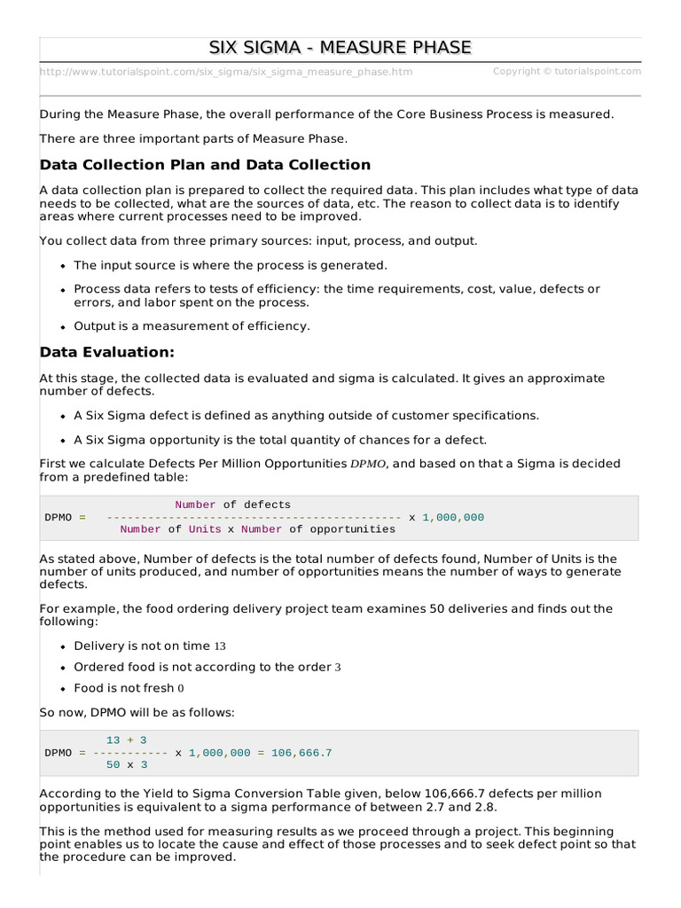 Six Sigma Measure Phase Overview | PDF | Six Sigma | Standard Deviation