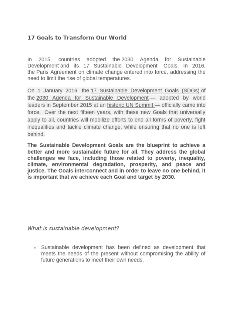 17 Sustainable Development Goals Explained | PDF | Sustainable ...