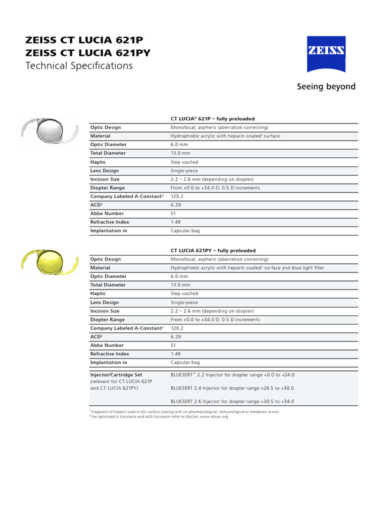 CT Lucia 621p 621py Datasheet | PDF | Optics | Light