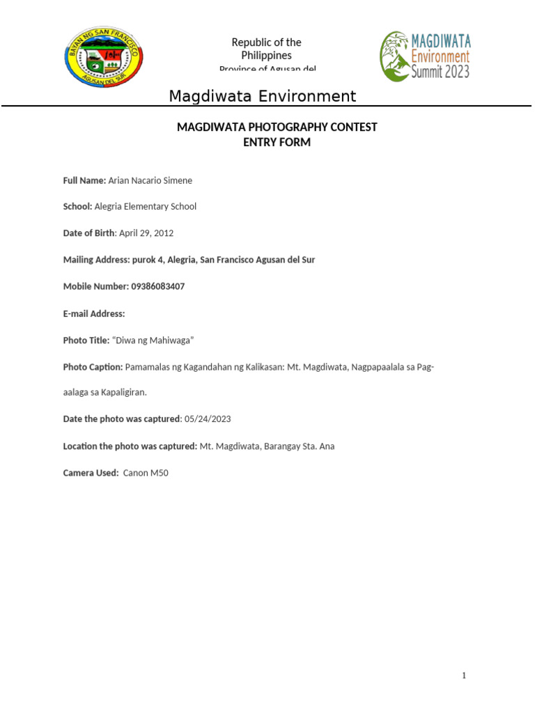 Entry From Alegria Elementary ES | PDF