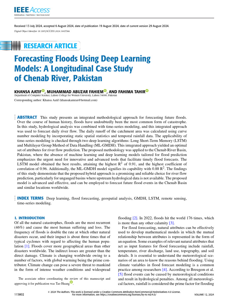 Forecasting Floods Using Deep Learning Models A Longitudinal Case Study ...