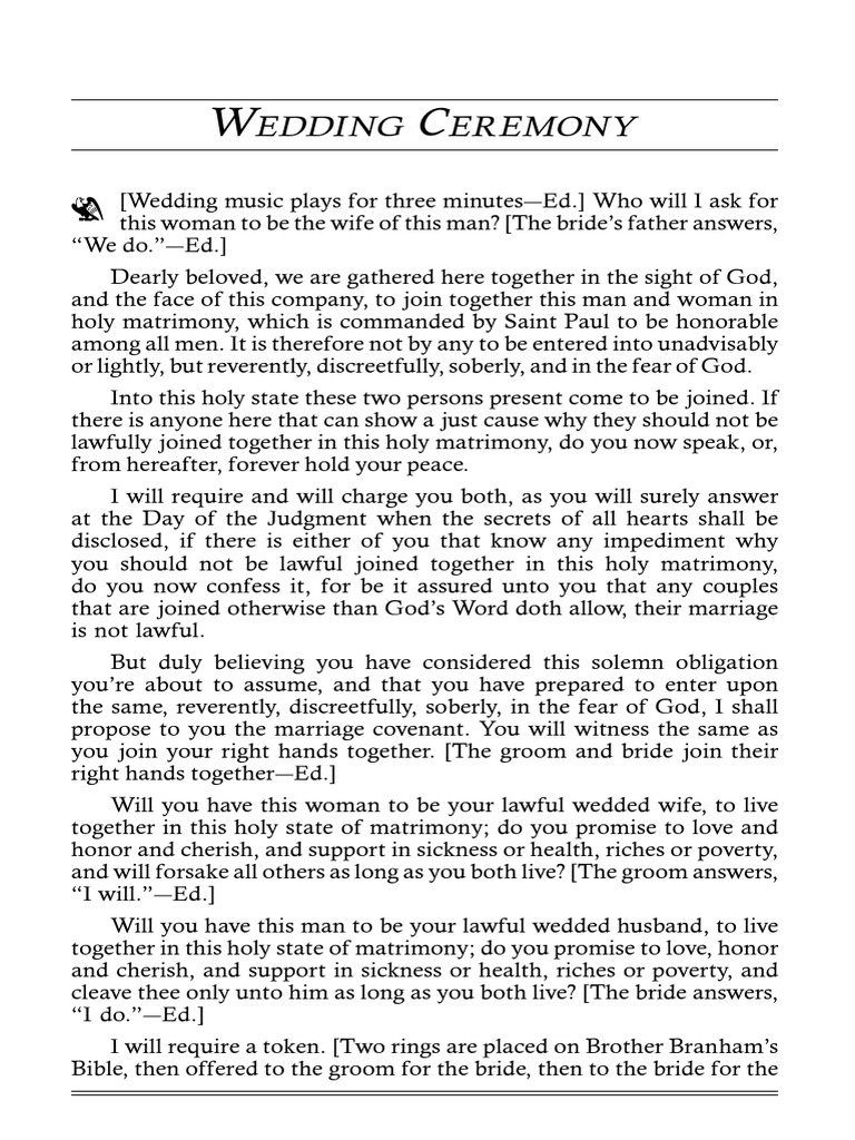 63-1201X Wedding Ceremony VGR | PDF | Marriage | Wedding