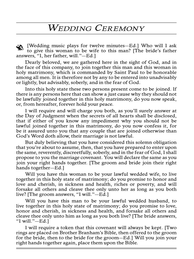 65-0220X Wedding Ceremony VGR | PDF | Wedding | Marriage