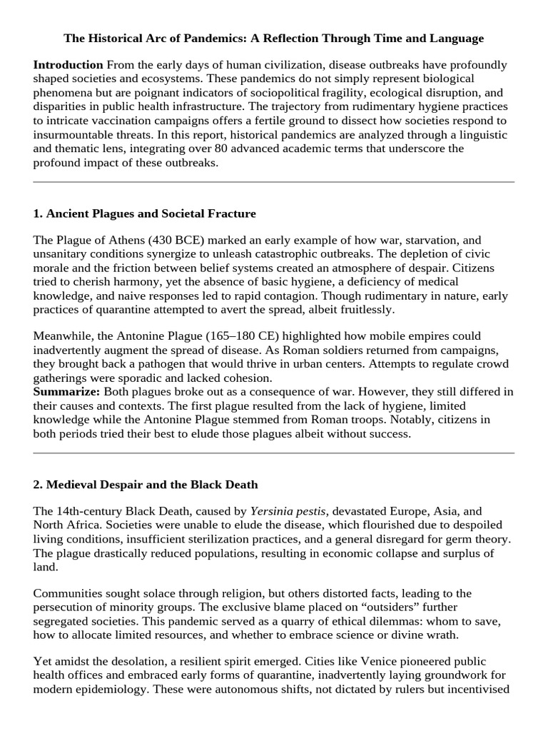 Historical Pandemics: Lessons Learned | PDF | Pandemic | Public Health