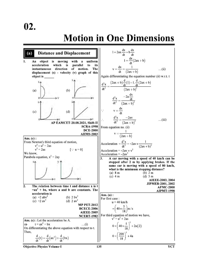 Motion in 1d | PDF