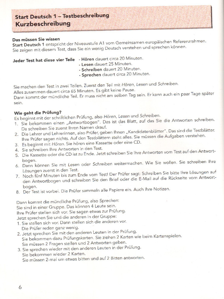 A1 Sample Test With Answer | PDF