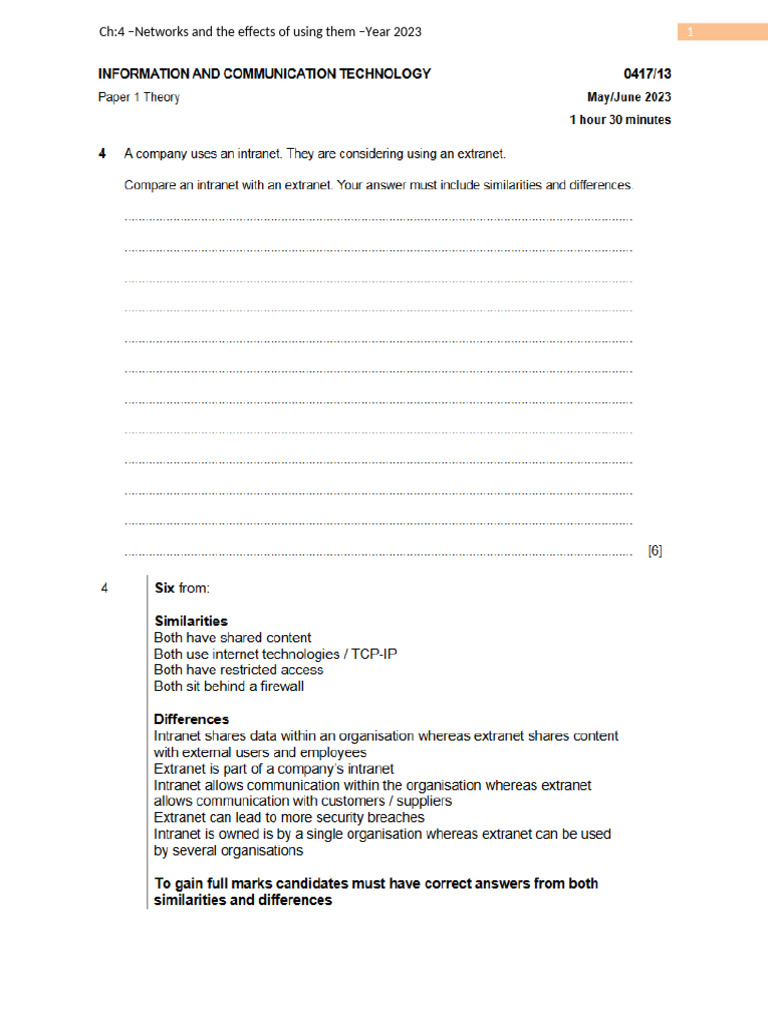 2023 Questions CH 4 Network | PDF