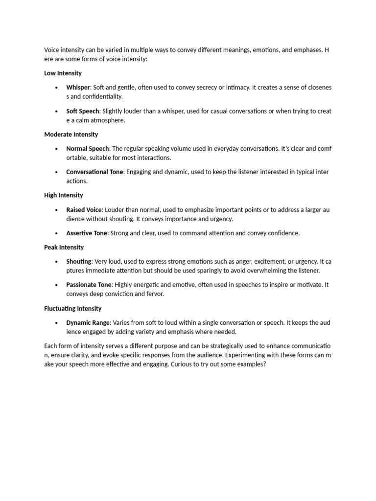 Voice Intensity | PDF