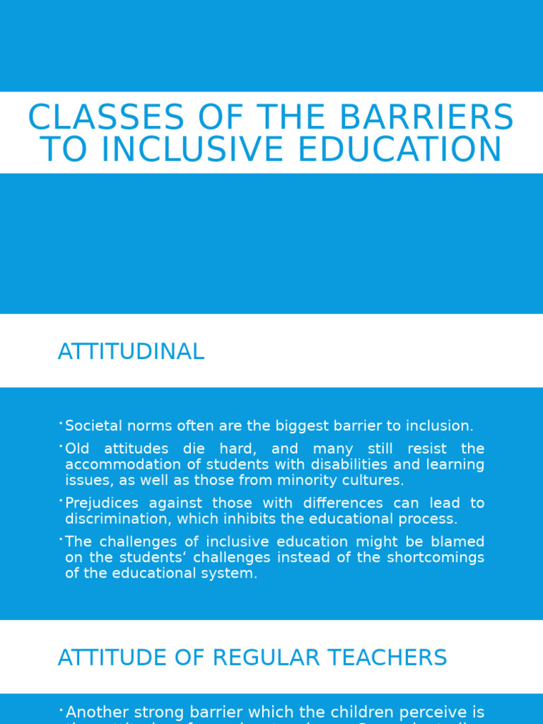Classes of The Barriers To Inclusive Education-1 | PDF | Schools ...