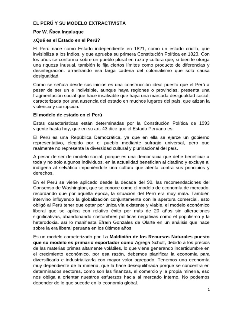 Modelo Extractivista y Desigualdad en Perú | PDF | Perú | Libertad de ...