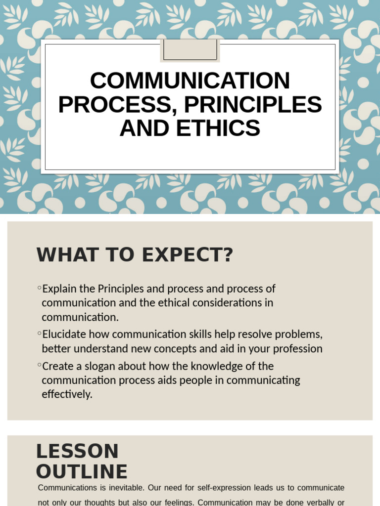 Communication Process, Principles and Ethics | PDF | Communication ...