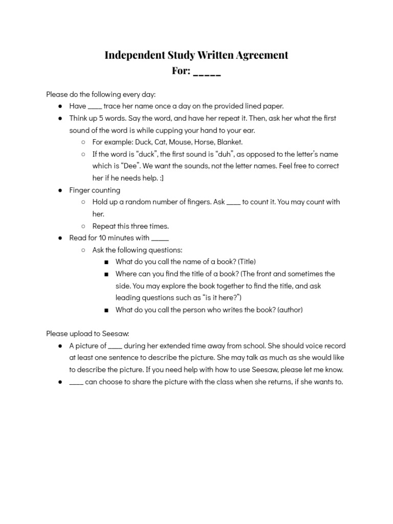 Independent Study Contract Template | PDF