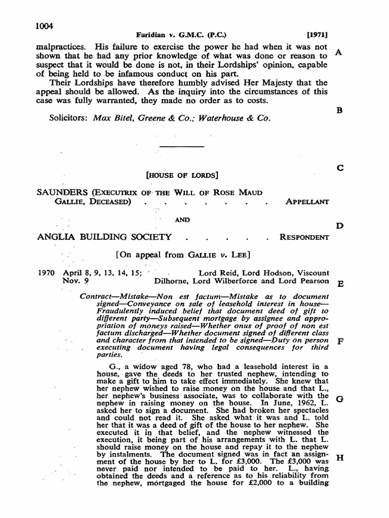 Gallie v. Lee: Non Est Factum Appeal | PDF | Estoppel | Private Law