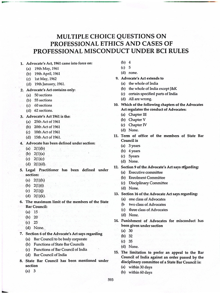 Professional Ethics Mcqs | PDF