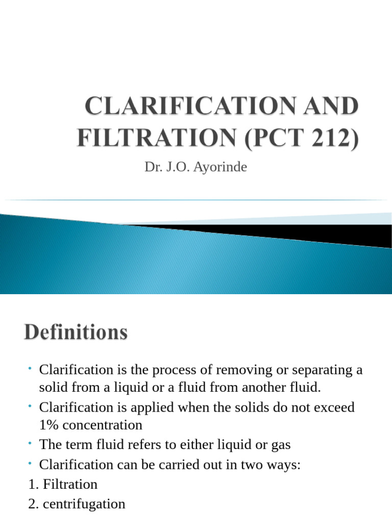 Understanding Filtration and Clarification | PDF | Filtration | Applied ...