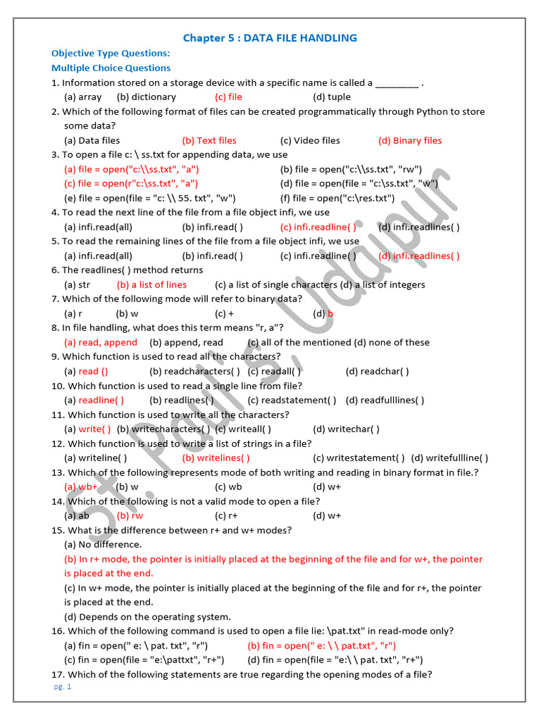 File Handling Question Answers | PDF | Comma Separated Values | Text File
