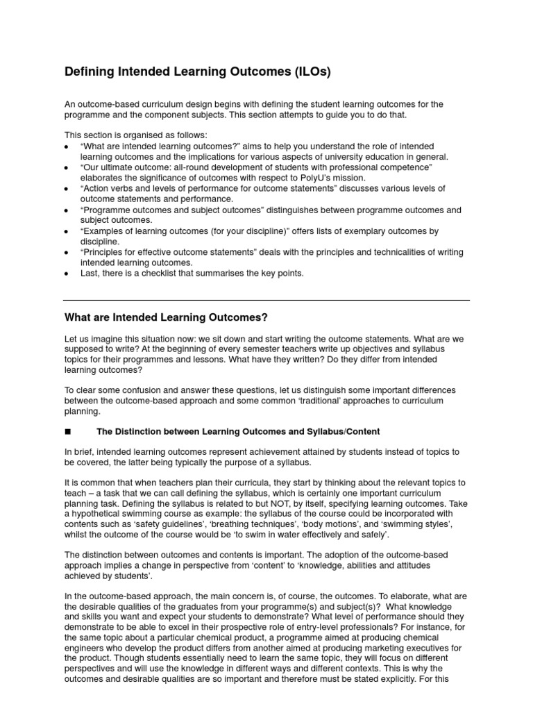 Defining Intended Learning Outcomes | PDF | Competence (Human Resources ...