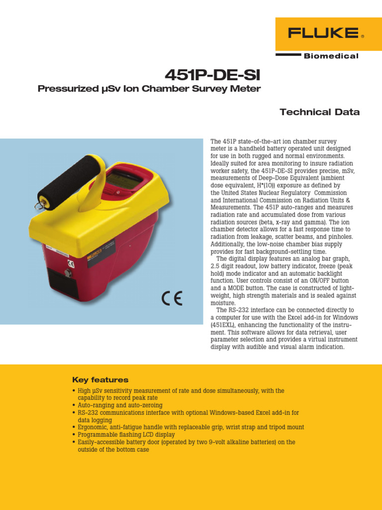 Fluke Biomedical 451P Ion Chamber Survey Meters | PDF | Energy And ...
